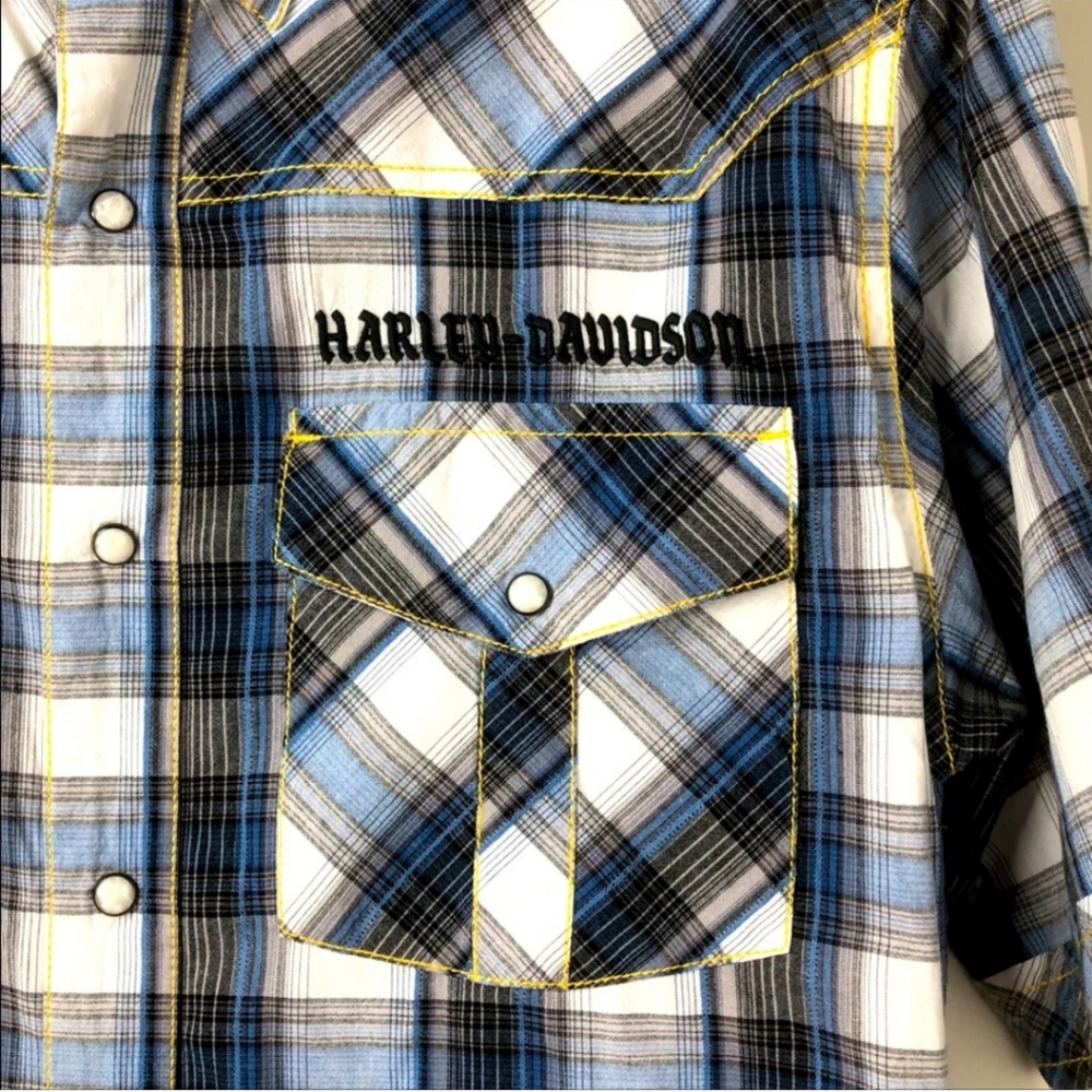 Harley Davidson Men Performance Plaid Short Sleeve - Gem